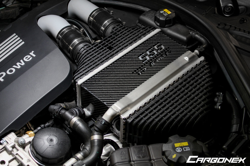 BMW S55 Engine Carbon Intercooler Cover - Gloss - Engraved – Carbonex